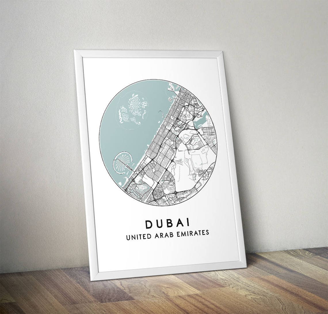 Dubai City Map Printable Street Map Art Dubai Map Print | Etsy