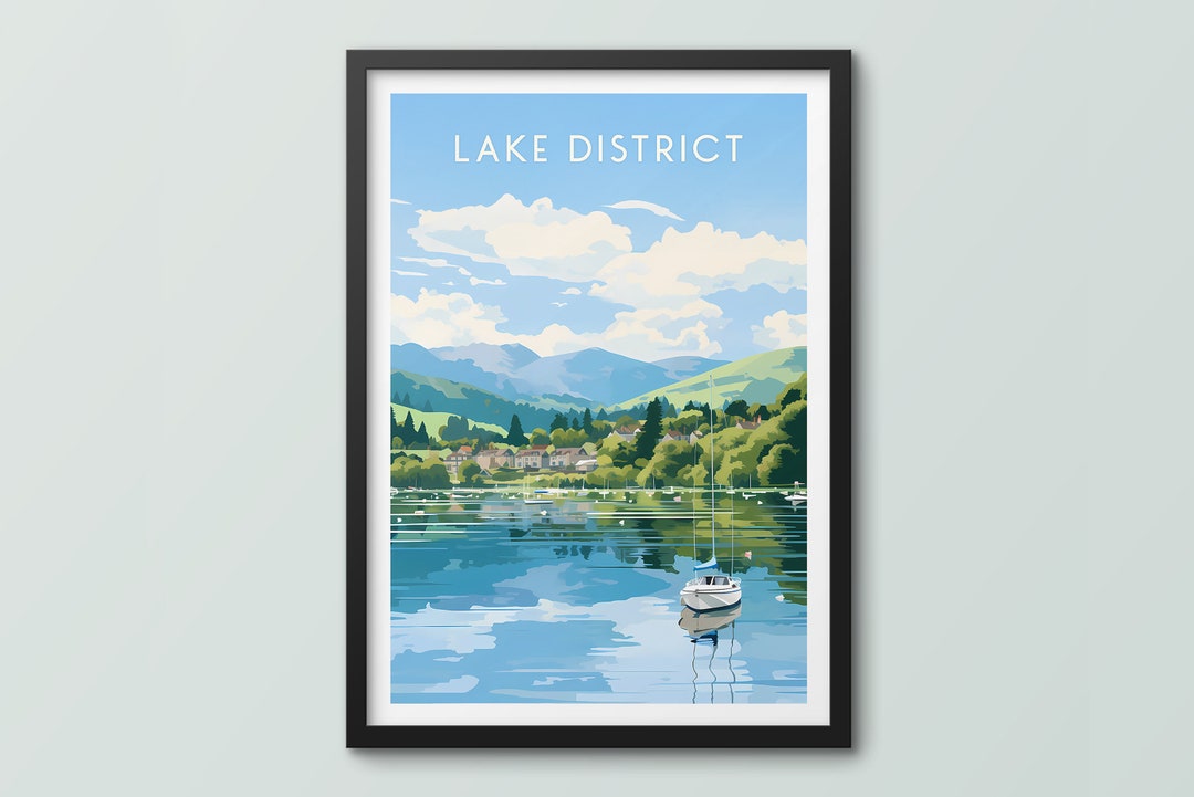 Lake District Travel Poster Wall Art Print Lake District Poster Lake ...