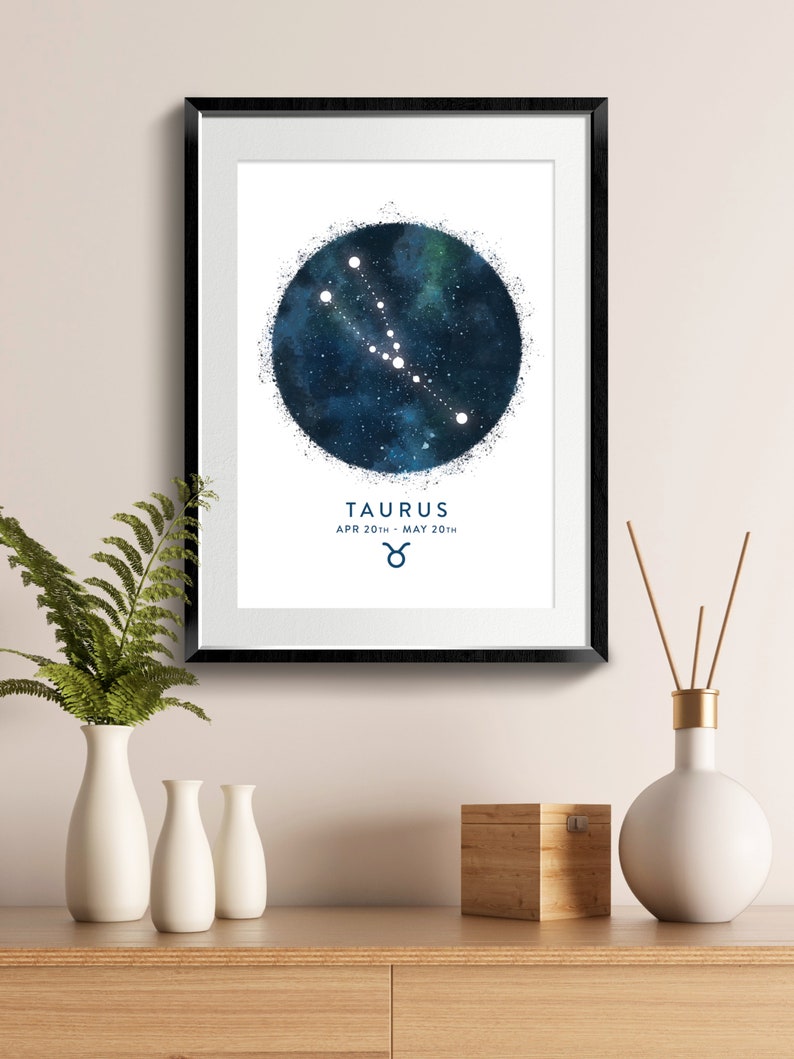 Taurus Constellation Art Print, Star Sign Print, Horoscope Print ...