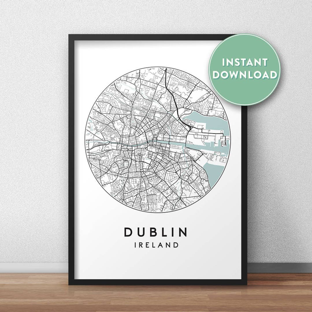 Dublin City Map Printable, Street Map Art, Dublin Map Print, City Map ...