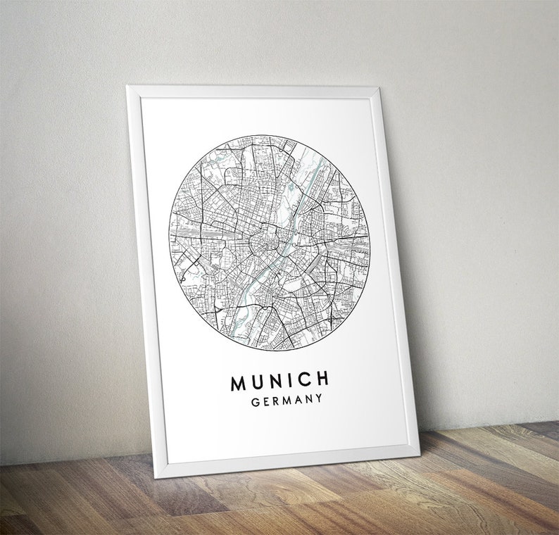 Munich City Map Printable Street Map Art Munich Map Print - Etsy