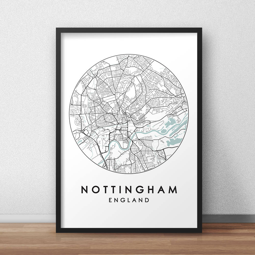 Nottingham City Map Print Street Map Art Nottingham Map - Etsy UK