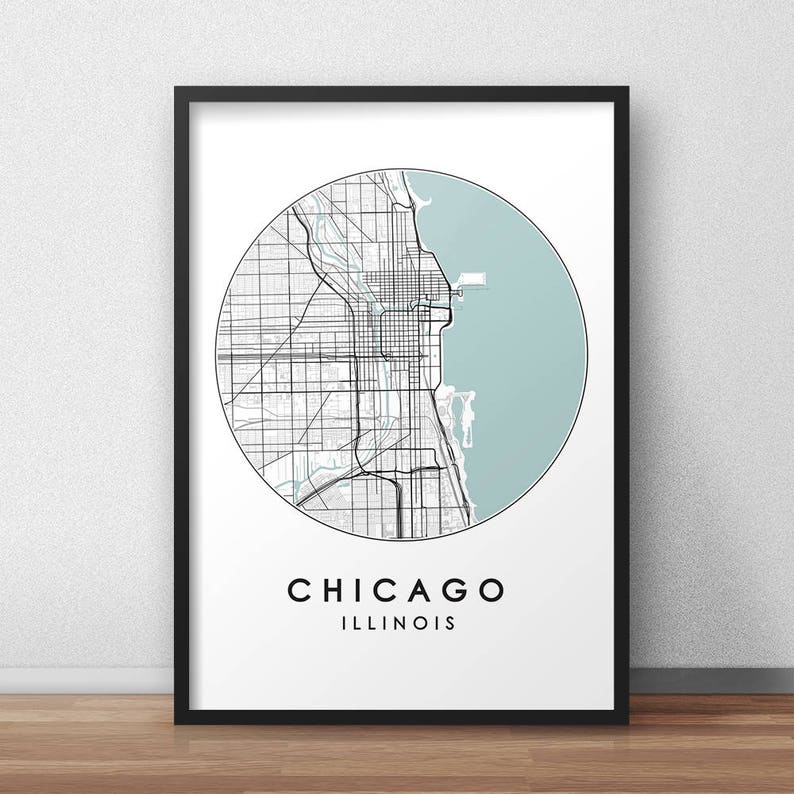 Chicago City Map Print Street Map Art Chicago Map Poster - Etsy