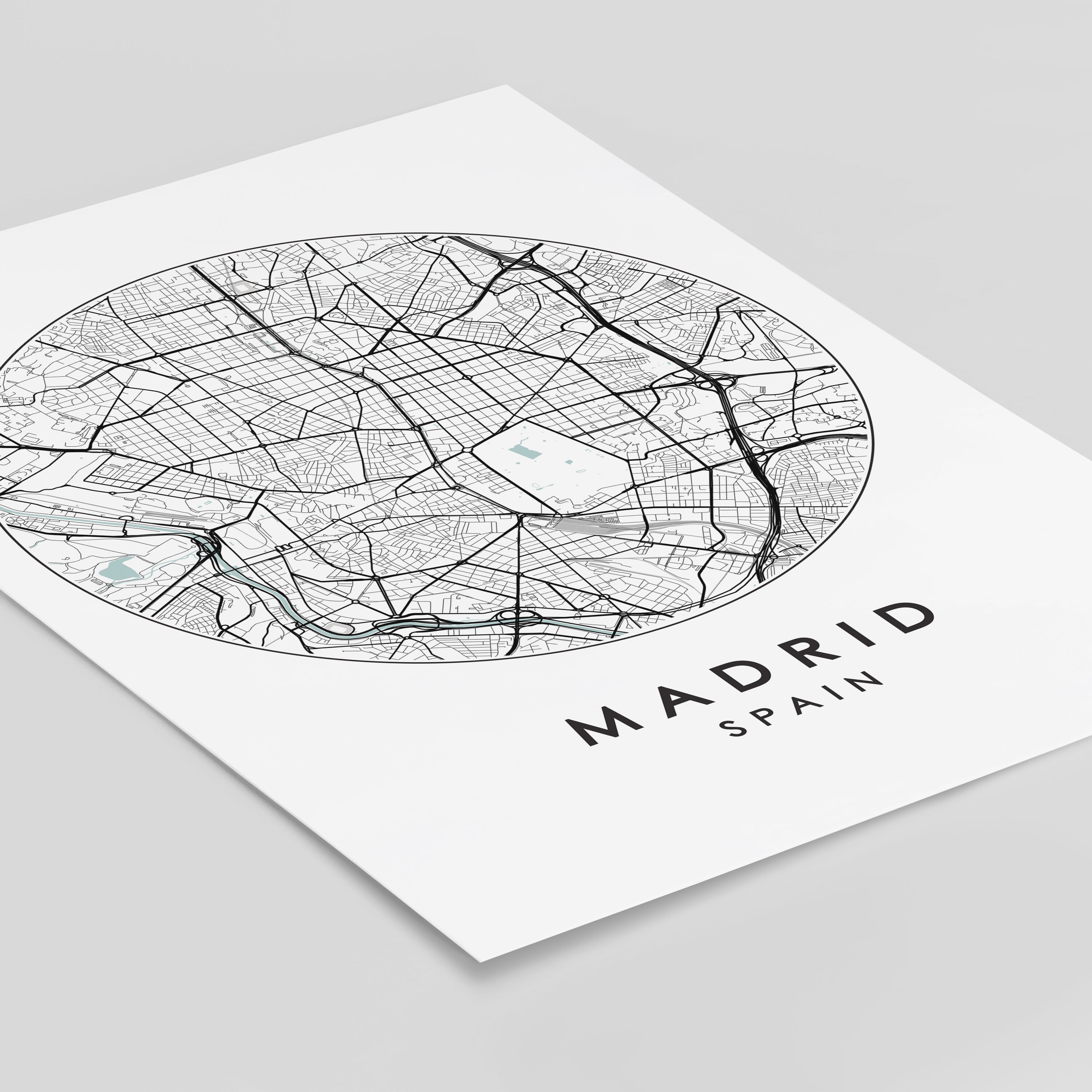 Madrid City Map Print Street Map Art Madrid Map Poster | Etsy