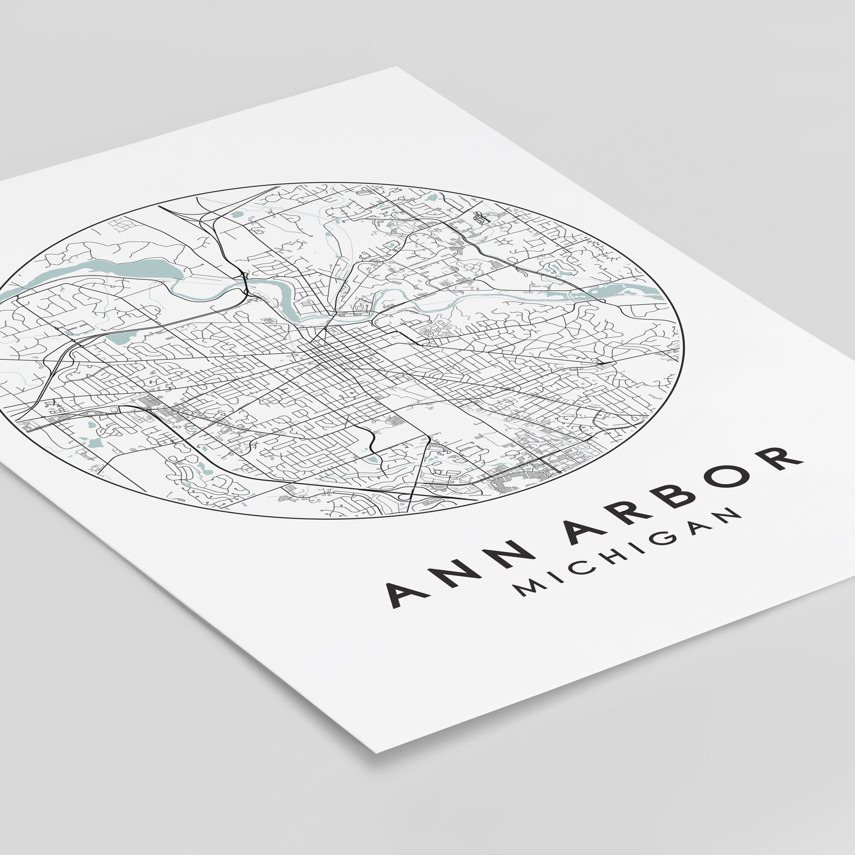 Ann Arbor City Map Print, Street Map Art, Ann Arbor Map Poster, Ann ...
