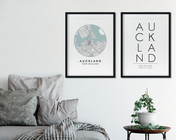 Auckland Print Set Auckland City Map Typography Print | Etsy UK