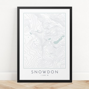 Snowdon Topographic Map Print, Contour Lines Map Print, Snowdon Print ...