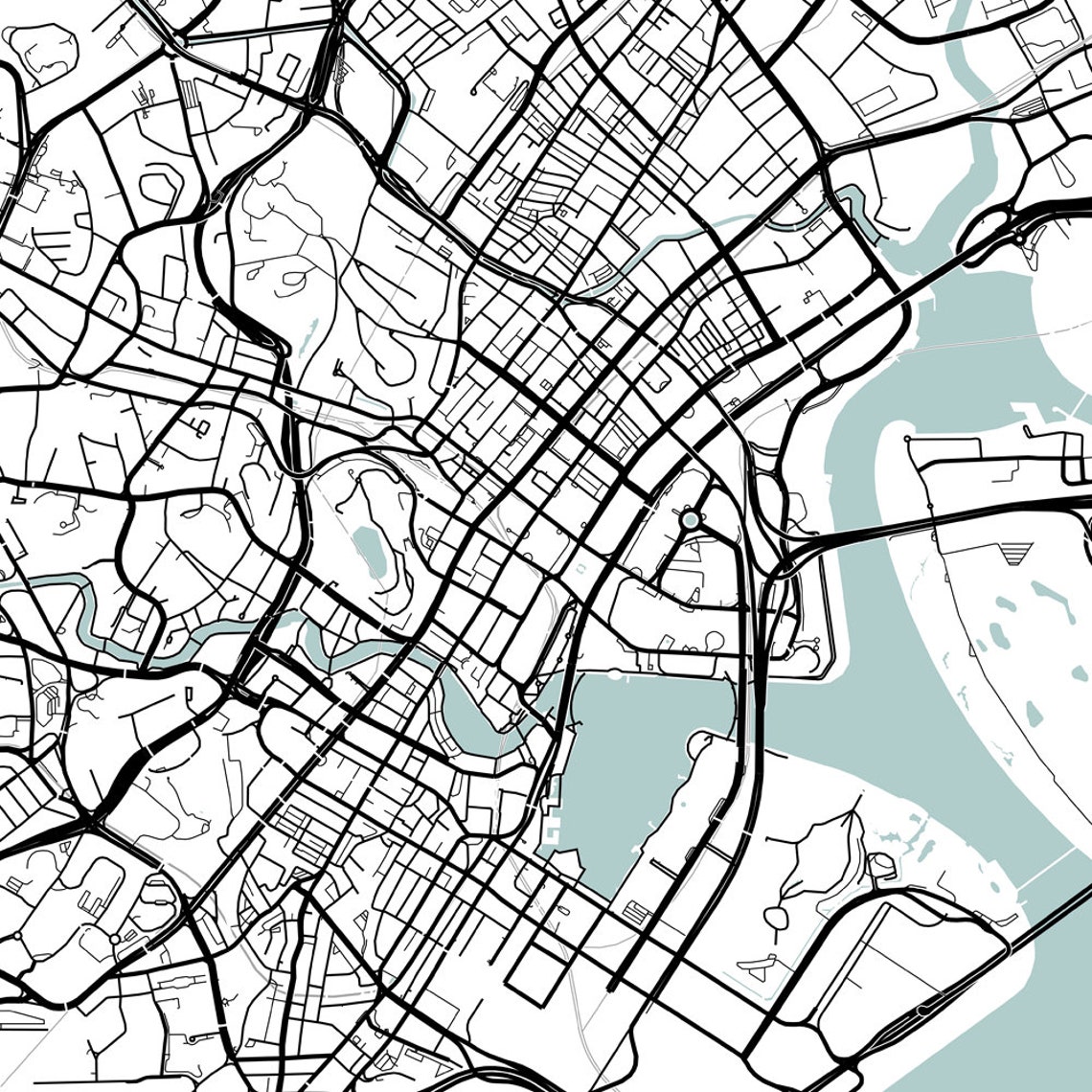 Singapore City Map Printable, Street Map Art, Singapore Map Print, City ...