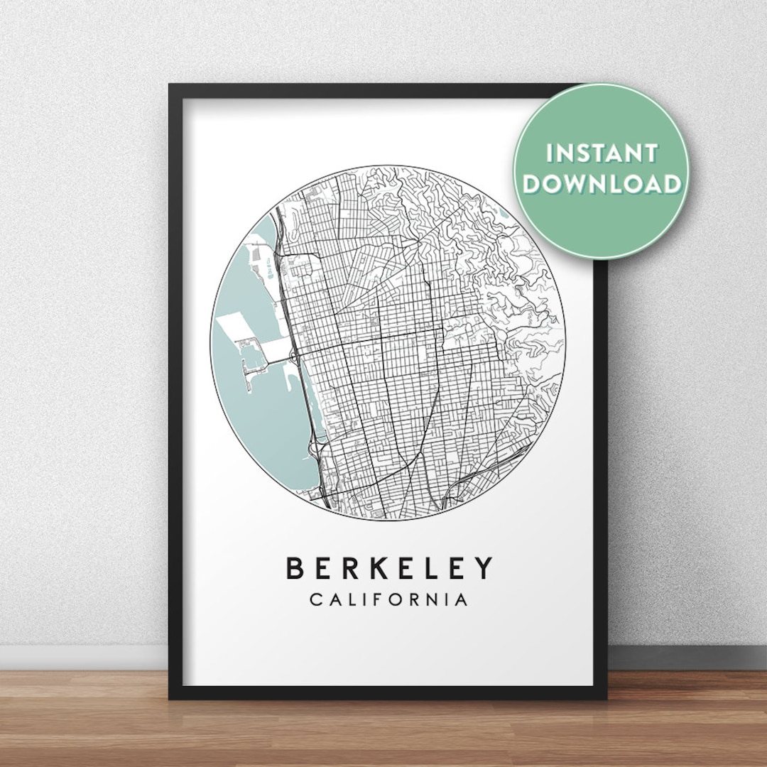 Berkeley City Map Printable, Street Map Art, Berkeley Map Print, City ...