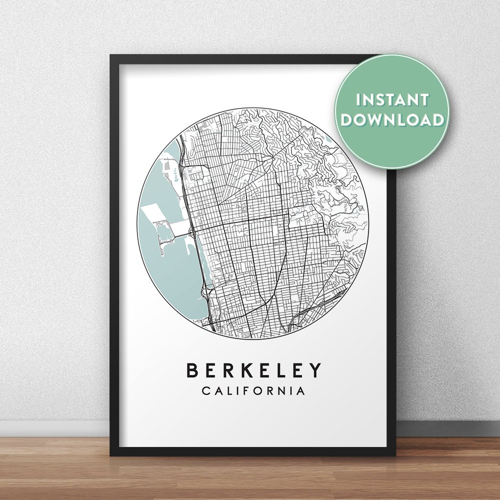 Berkeley City Map Printable, Street Map Art, Berkeley Map Print, City ...