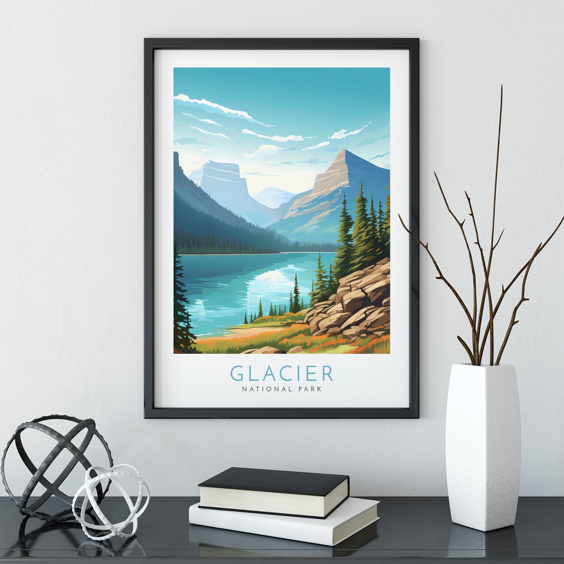 Glacier National Park Travel Poster Wall Art Print Glacier Poster ...
