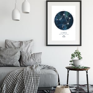 Libra Constellation Art Print, Star Sign Print, Horoscope Print, Zodiac ...