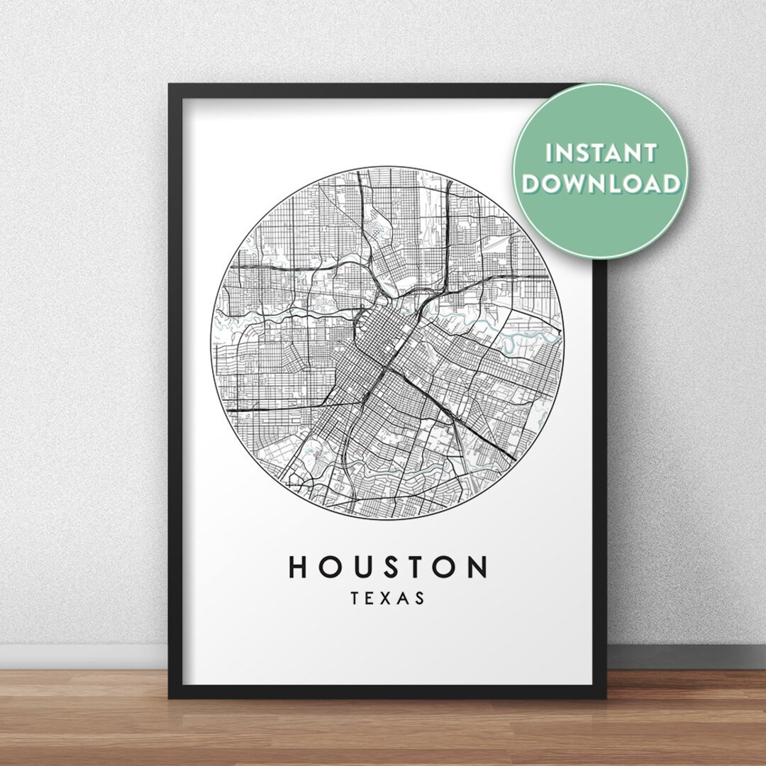 Houston City Map Printable, Street Map, Houston Map Print, City Map ...