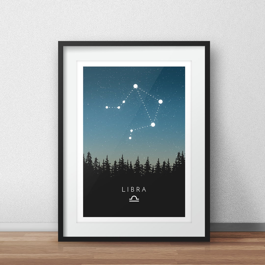 Libra Constellation Art Print: Zodiac Star Sign Wall Art - Etsy