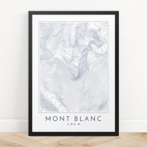 Mont Blanc Topographic Map Print, Contour Lines Map Print, Mont Blanc ...