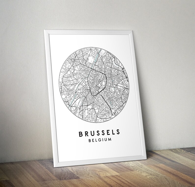 Brussels City Map Printable Street Map Art Brussels Map - Etsy