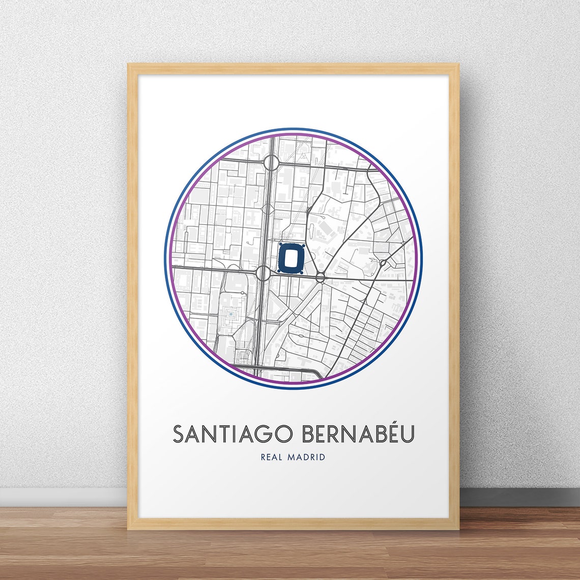 Santiago Bernabeu Stadium Map Print, Real Madrid Print, Football Club ...