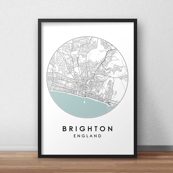 Brighton City Map Print Street Map Art Brighton Map Poster - Etsy UK