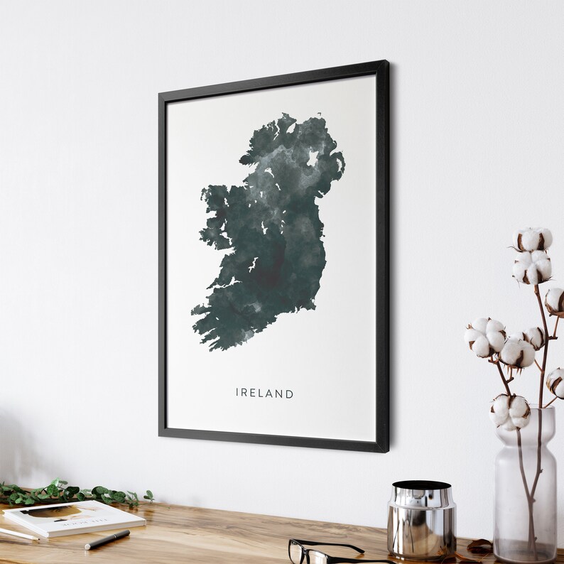 Ireland Map Watercolour Print, Watercolor Map Art, Ireland Map Poster ...