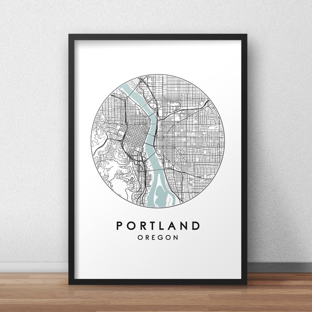 Portland City Map Print, Street Map Art, Portland Map Poster, Portland ...