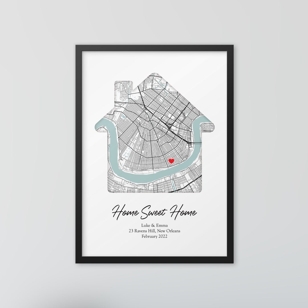 Personalised Map Print, New Home Map Print, New Home Gift, First Home ...