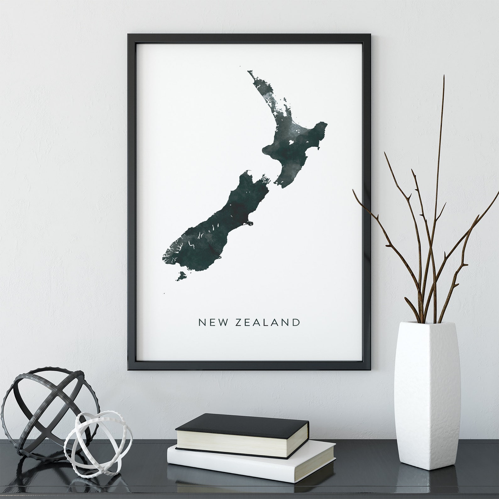 New Zealand Map Watercolor Map Art New Zealand Map Poster - Etsy