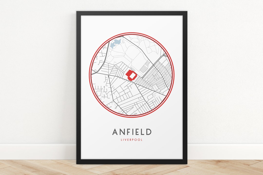 Anfield Stadium Map Print, Liverpool FC Print, Football Club Print, Any ...