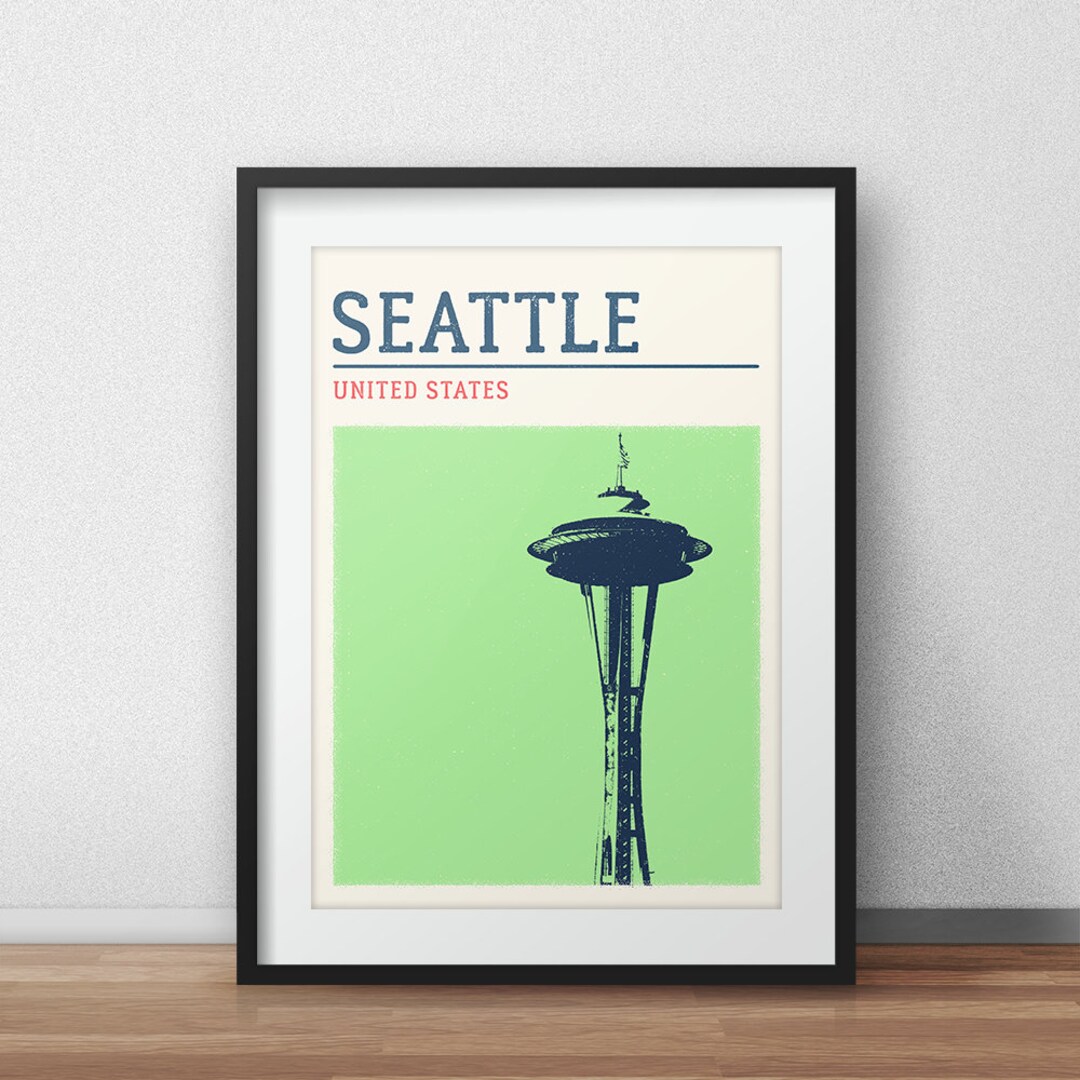 Seattle City Print Space Needle Poster Seattle Travel - Etsy