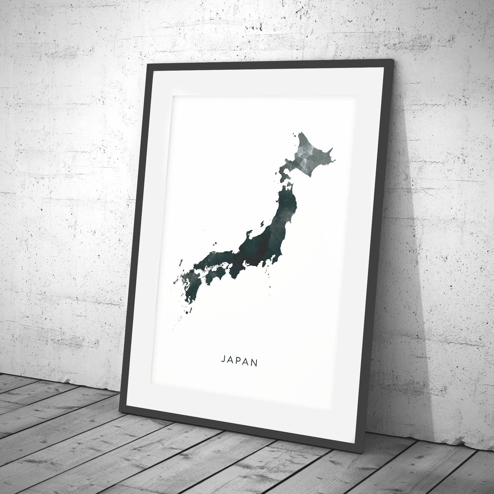 Japan Map Watercolour Print Watercolor Map Art Japan Map - Etsy UK