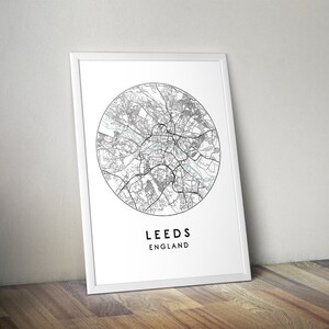 Leeds City Map Printable, Street Map Art, Leeds Map Print, City Map ...