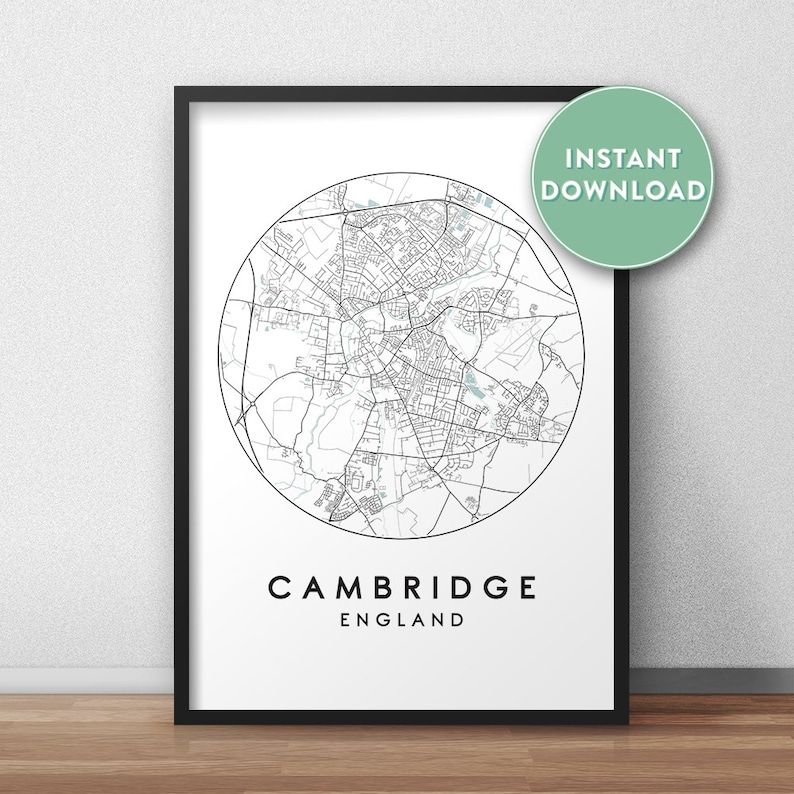 Cambridge City Map Printable, Street Map Art, Cambridge Map Print, City ...
