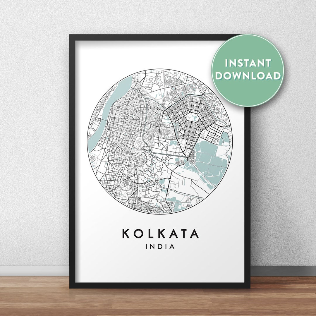Kolkata City Map Printable, Street Map Art, Kolkata Map Print, City Map ...