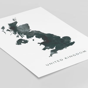 UK Map Watercolour Print, Watercolor Map Art, United Kingdom Map Poster ...