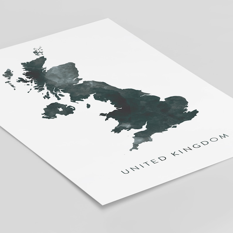 UK Map Watercolour Print, Watercolor Map Art, United Kingdom Map Poster ...