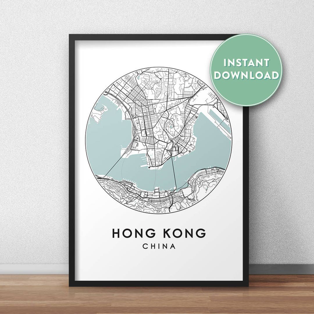 Hong Kong City Map Printable, Street Map Art, Hong Kong Map Print, City ...