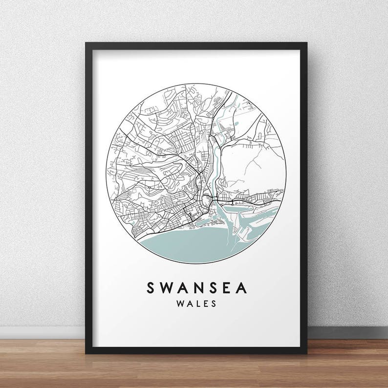 Swansea City Map Print Street Map Art Swansea Map Poster - Etsy UK