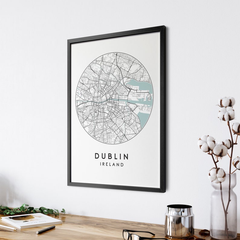 Dublin City Map Print, Street Map Art, Dublin Map Poster, Dublin Map ...