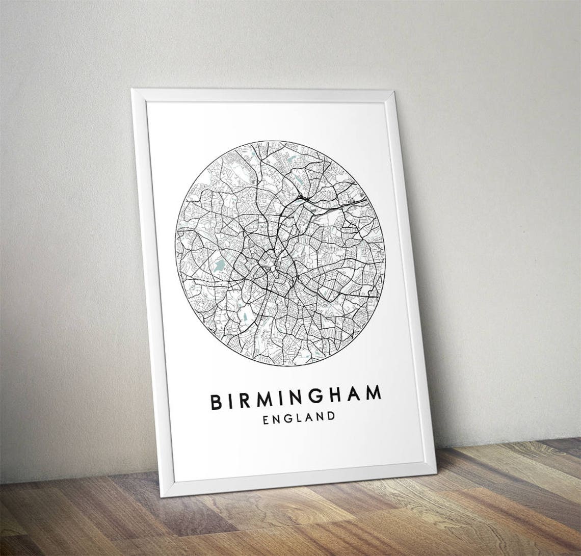 Birmingham City Map Print, Street Map Art, Birmingham Map Poster ...