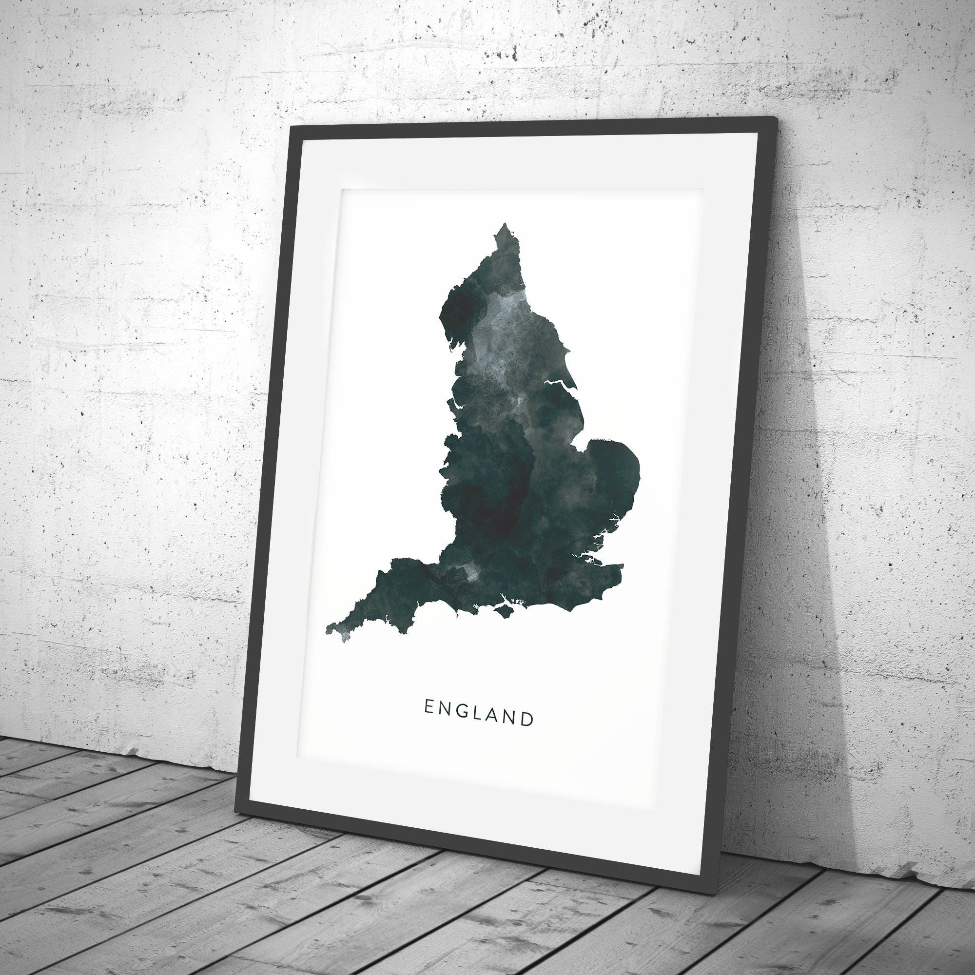 England Map Watercolour Print Watercolor Map Art England Map | Etsy