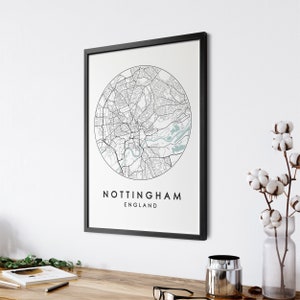 Nottingham City Map Print, Street Map Art, Nottingham Map Poster ...