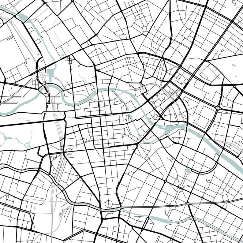 Berlin City Map Printable, Street Map Art, Berlin Map Print, City Map ...