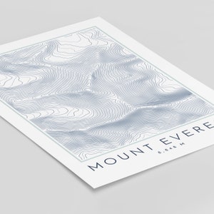 Mount Everest Topographic Map Print, Contour Lines Map Print, Mount ...