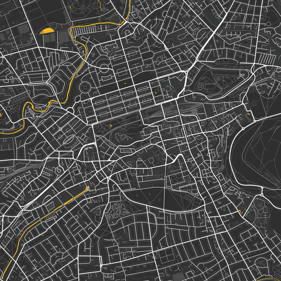 Edinburgh City Map Print Street Map Art Edinburgh Map | Etsy