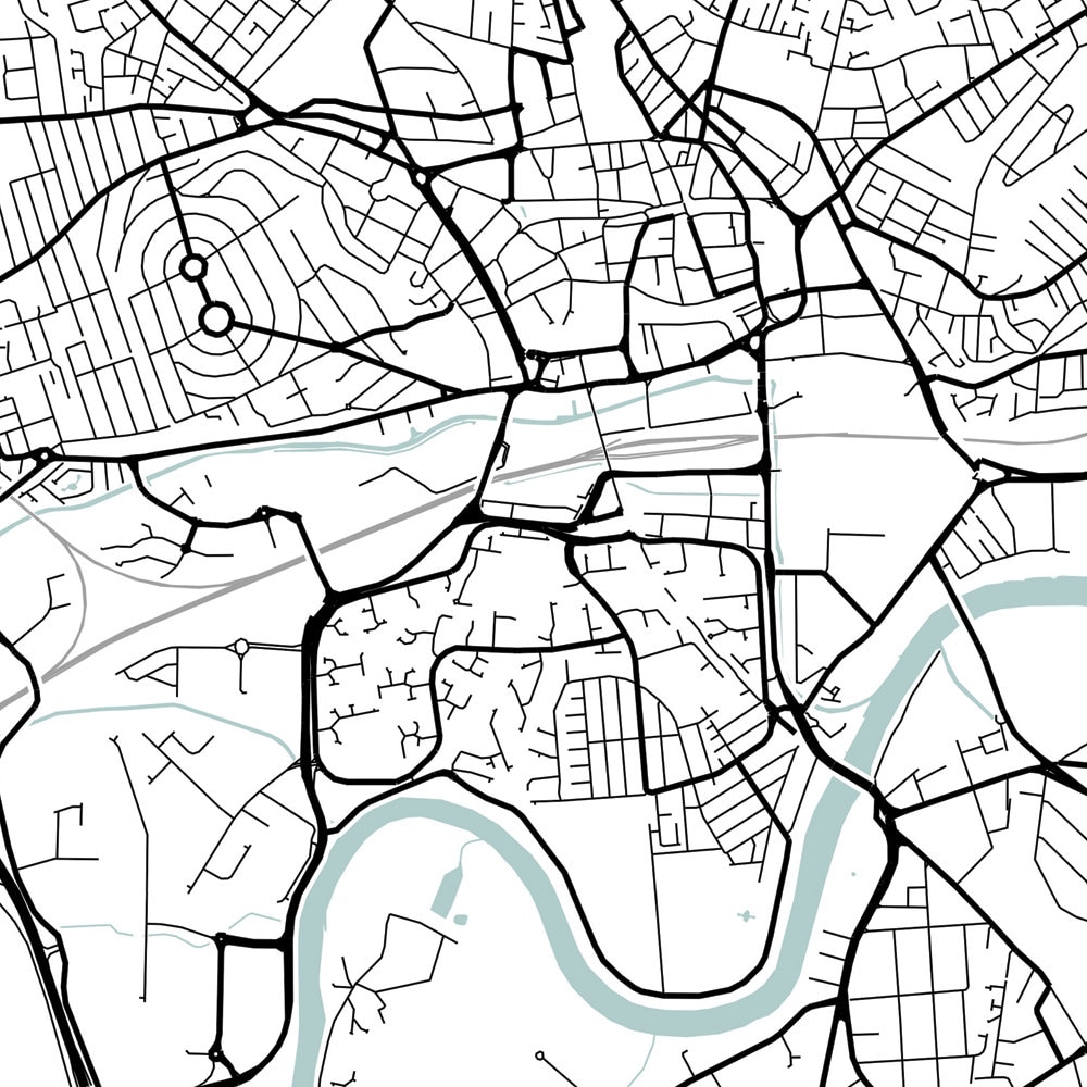 Nottingham City Map Printable Street Map Art Nottingham Map | Etsy UK
