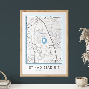 Etihad Stadium Map Print, Manchester City FC Print, Football Club Print ...