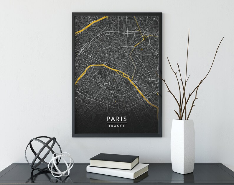 Paris City Map Print Street Map Art Paris Map Poster Paris - Etsy UK