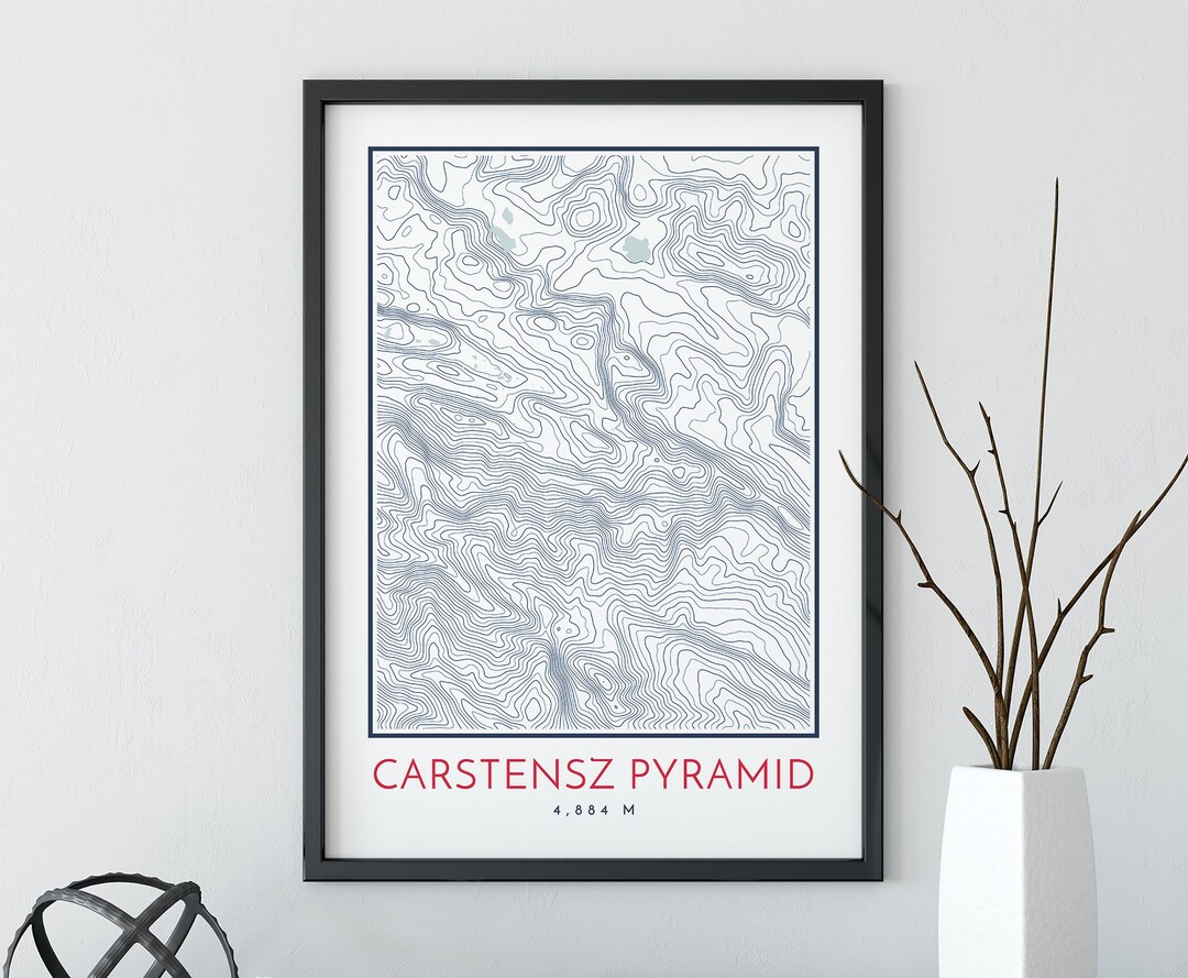 Carstensz Pyramid Topographic Map Print, Contour Lines Map Print ...