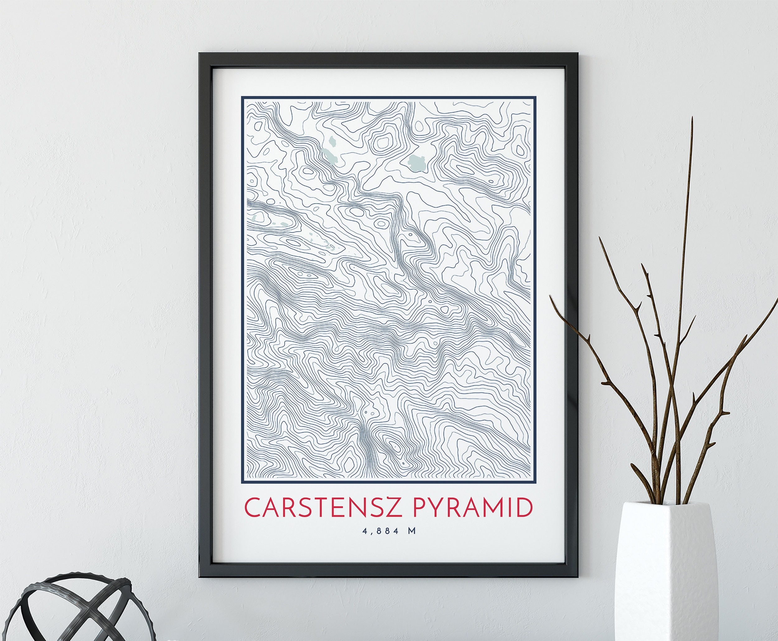 Carstensz Pyramid Topographic Map Print: Minimalist Contour Lines - Etsy UK