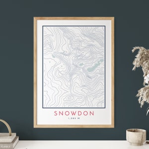 Snowdon Topographic Map Print, Contour Lines Map Print, Snowdon Print ...