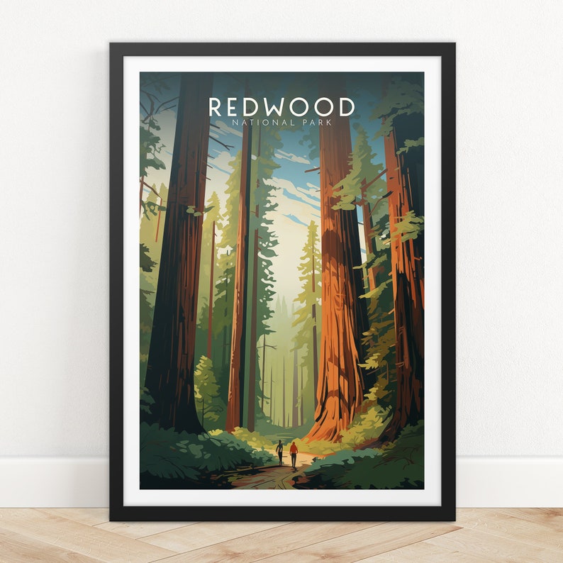 Redwood National Park Travel Poster Wall Art Print Redwood Poster ...